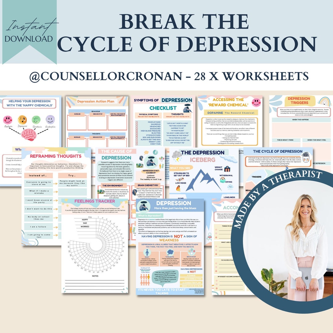Depression Worksheets Therapy Worksheets Therapist Tools - Etsy