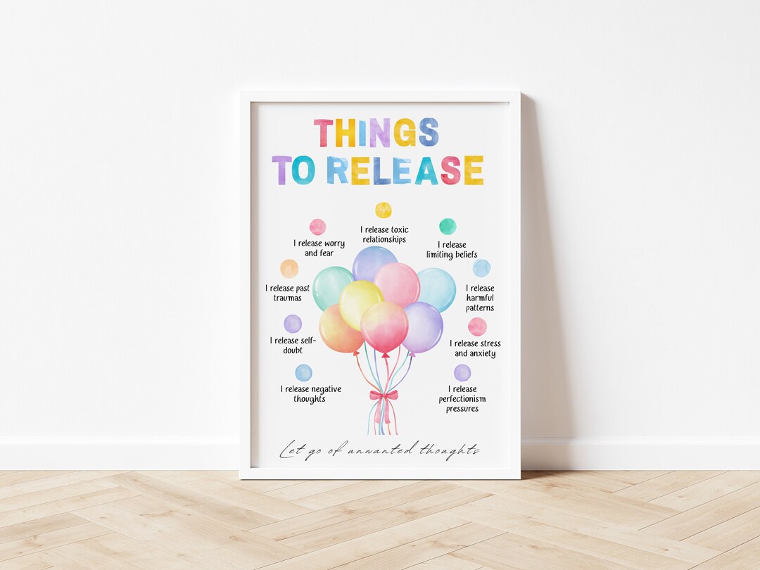 Things to Release Poster, Letting Go, Anxiety Relief, Affirmations ...