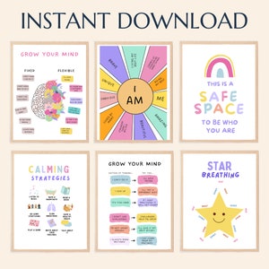 Psychologist Office Decor Wall Art Poster Bundle, Rainbow Classroom ...