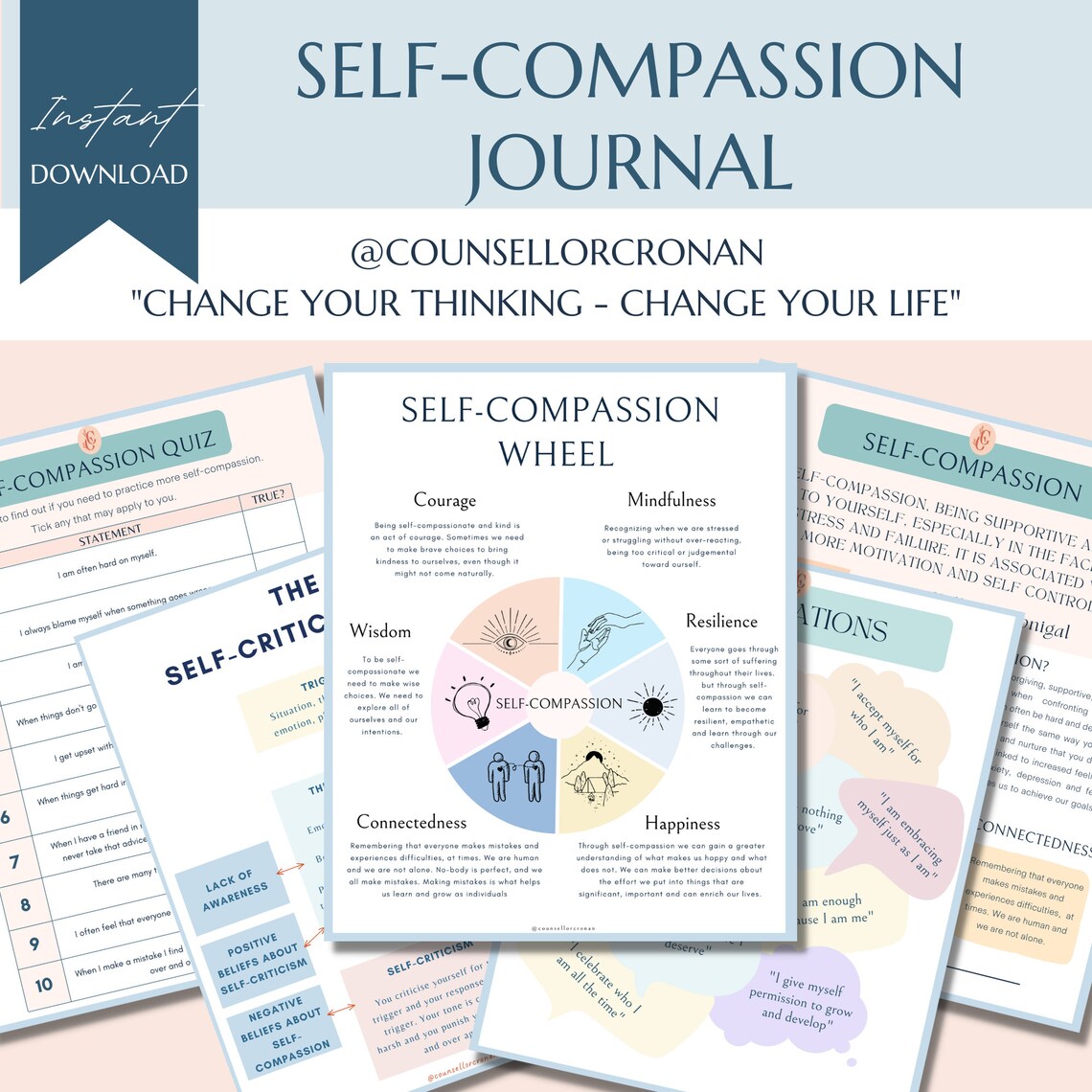 Self-compassion Journal Self-care Workbook Positive - Etsy Australia