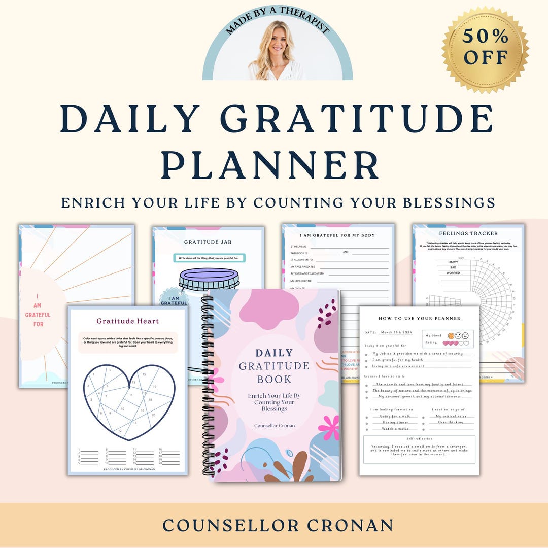 Gratitude Therapy Journal Worksheets, Mental Health Print, Self Care ...