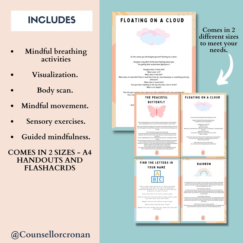Guided Mindfulness Cards Scripted Meditation Handouts - Etsy