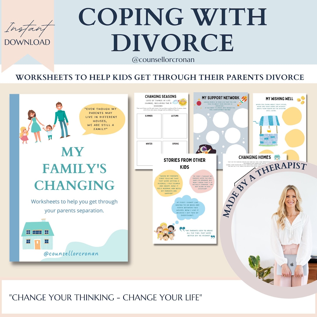 Divorce Worksheets for Kids Separation Journal Therapy - Etsy
