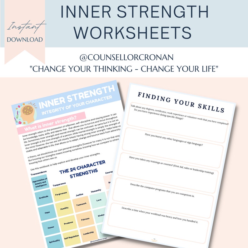 Inner Strength Worksheets Solution Focused Therapy Strengths - Etsy UK