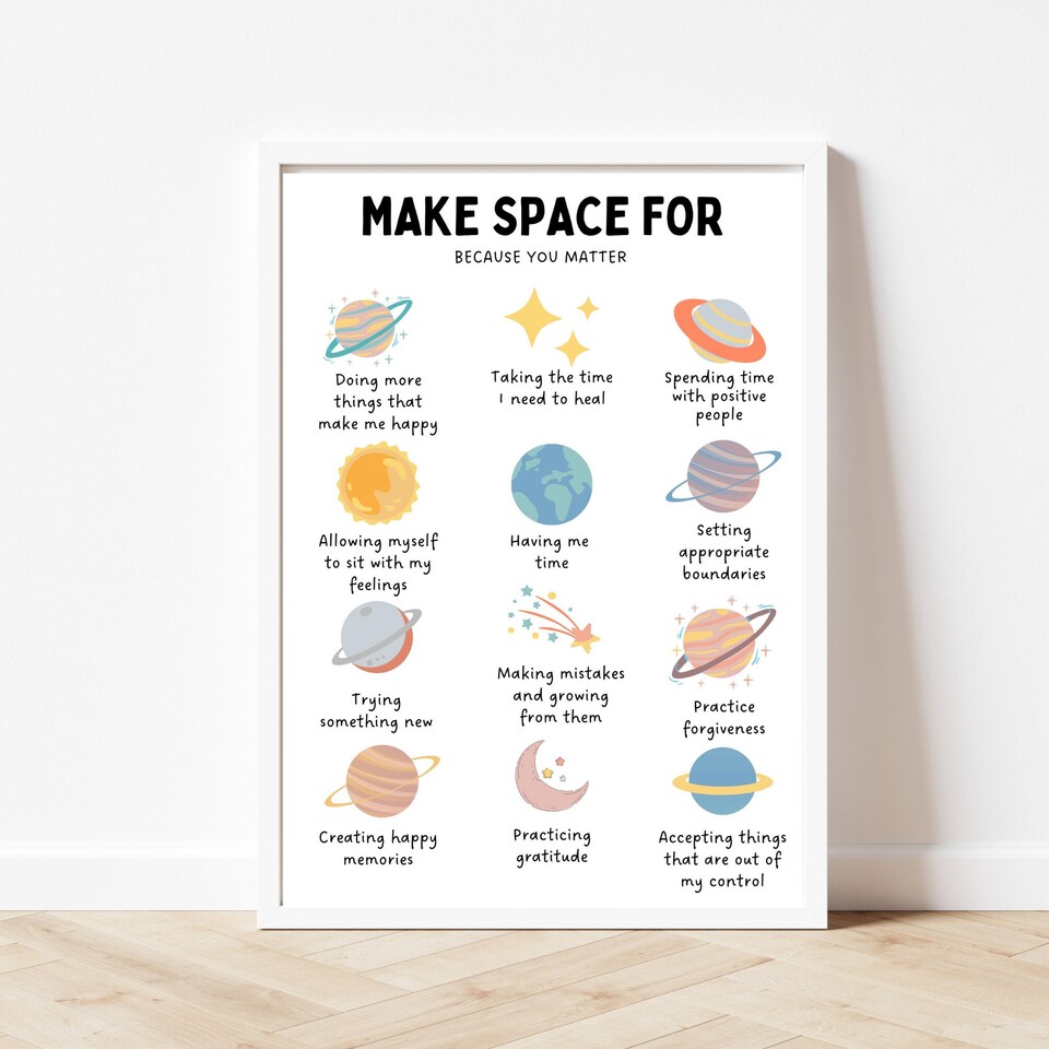 Make Space Poster, Mental Health Art, Social Emotional Learning Poster ...