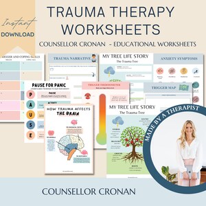 Therapy Worksheet Bundle, Psychology Resources, Inner Critic, Boundaries, Trauma, Acceptance ...