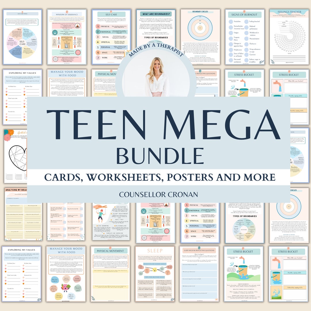 Teen Mental Health Mega Bundle, Therapy Worksheets, Healing Journey ...