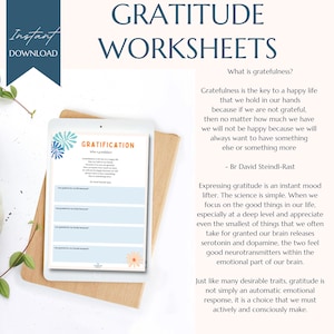 Gratitude Therapy Journal Worksheets, Mental Health Print, Self Care ...