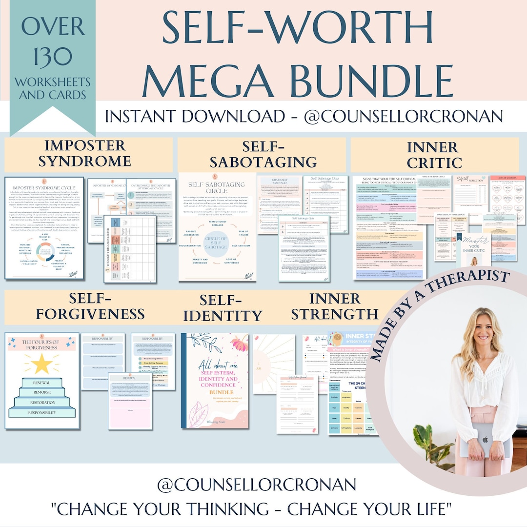 Self Worth Worksheet and Cards Bundle Self Esteem - Etsy