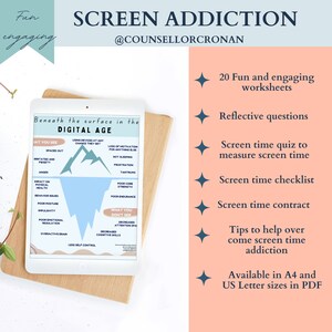 Screen Time Addiction Worksheets Kids Therapy Child - Etsy