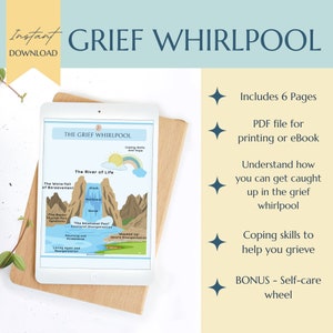 Grief Whirlpool Worksheets Child Therapist Kids Counselling - Etsy ...