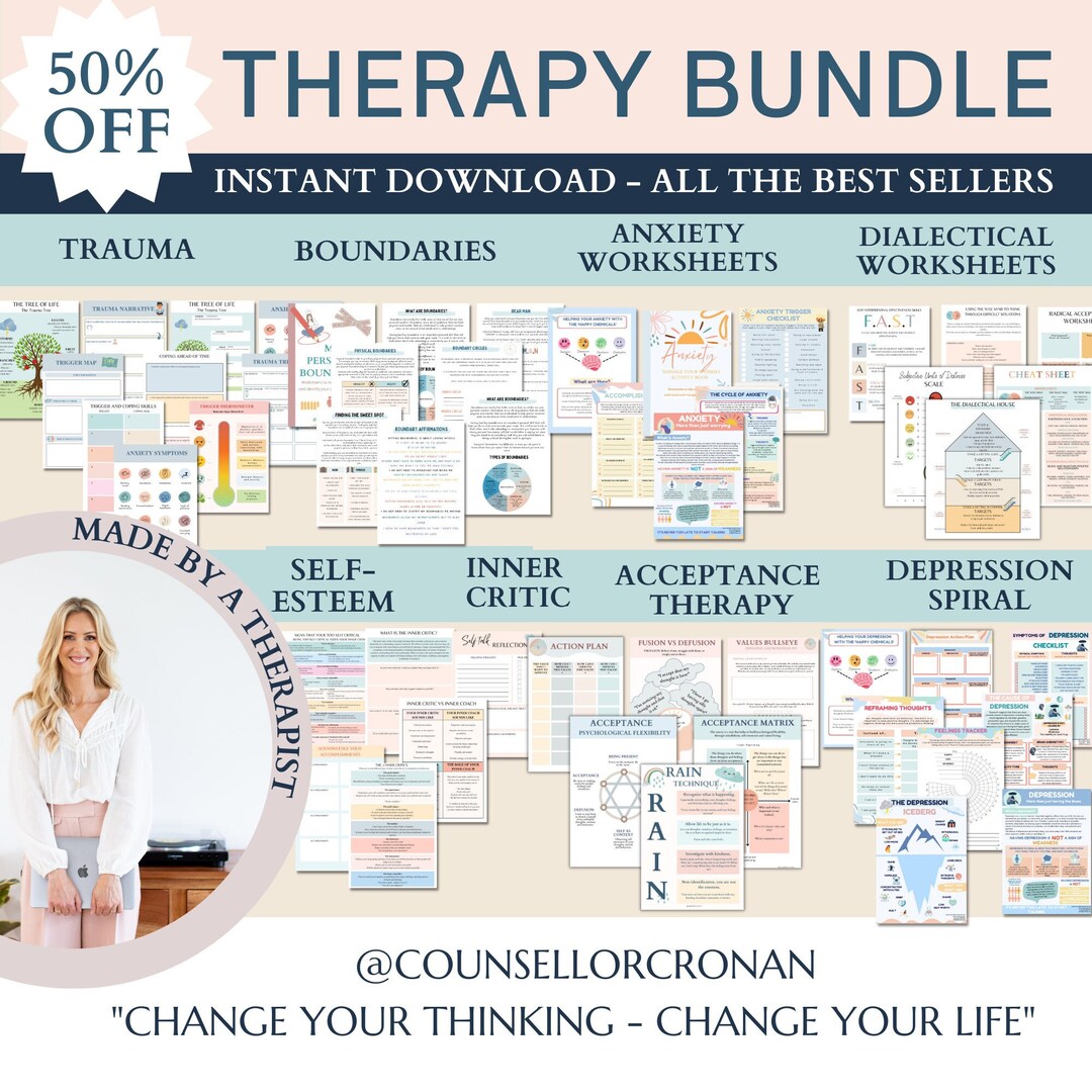 Therapy Worksheet Bundle Psychology Resources Inner Critic - Etsy