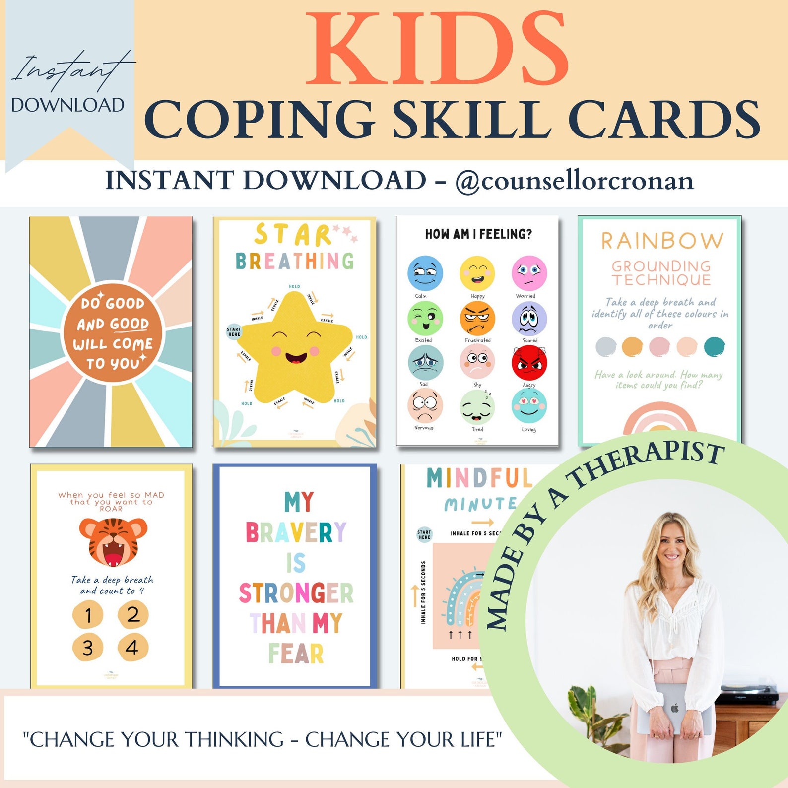 Kids Coping Skills Calm Cards Mindfulness Cards Grounding - Etsy