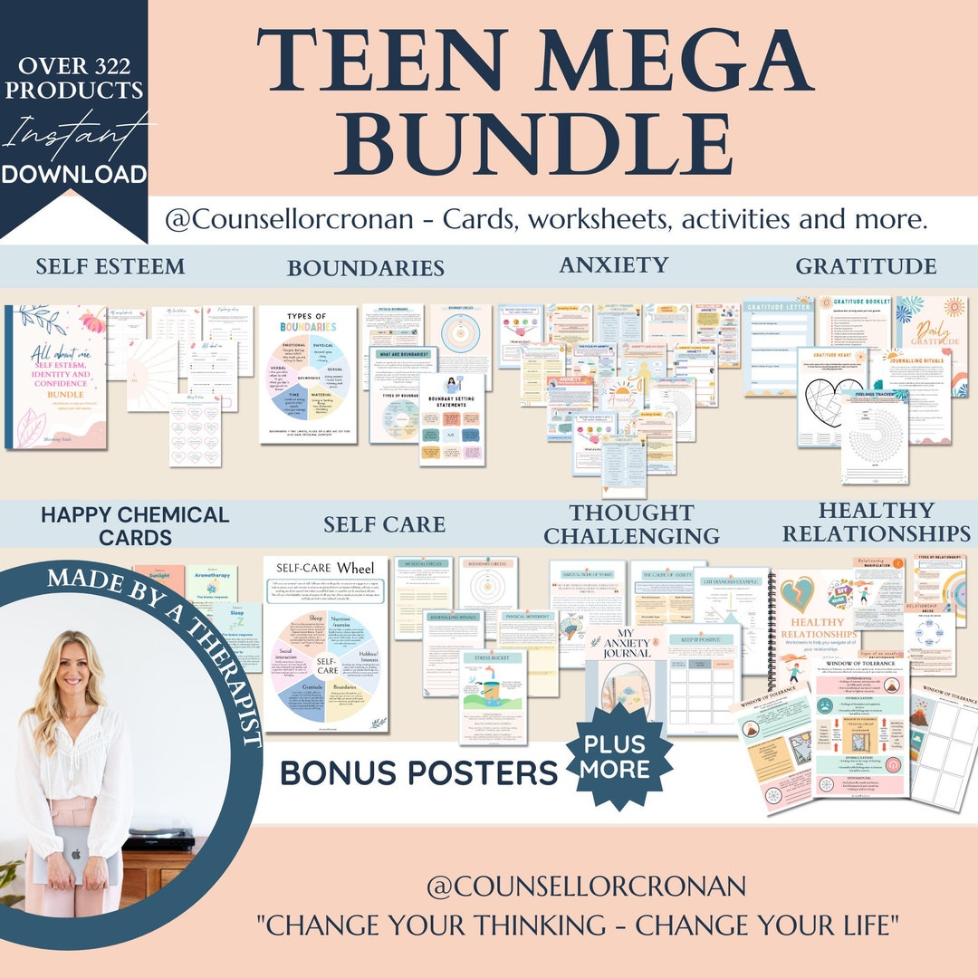 Teen Therapy Mega Worksheet Bundle Therapy Workbook - Etsy
