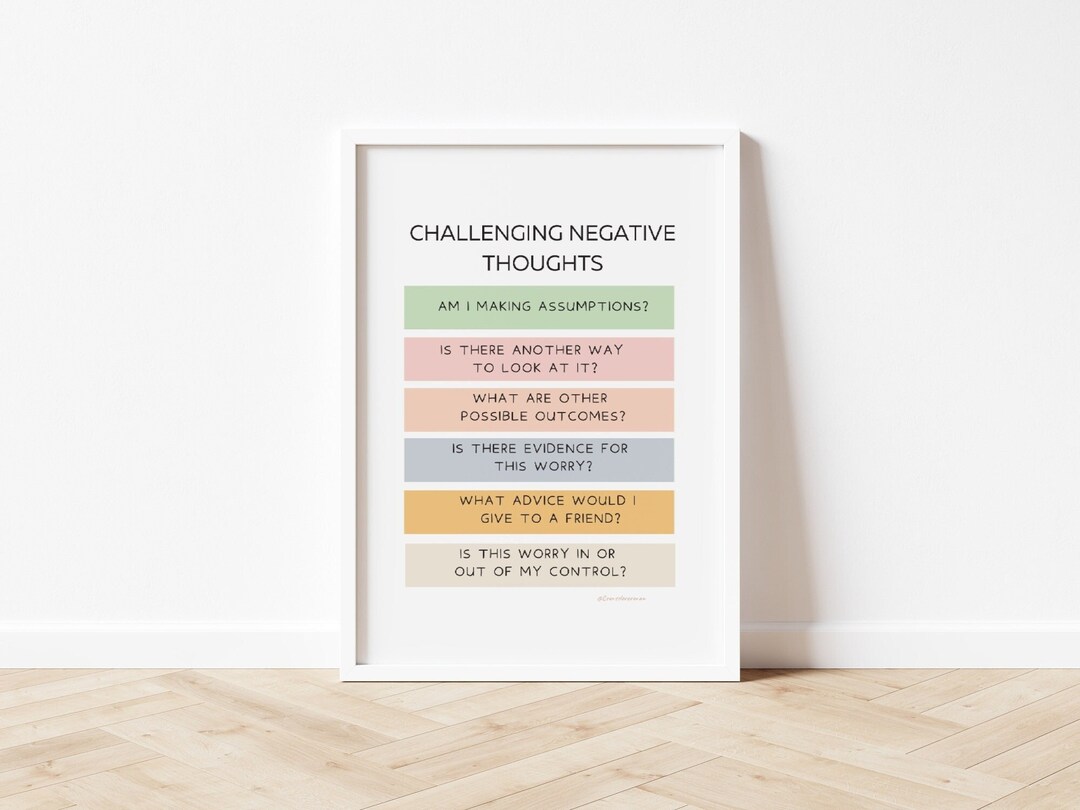 Challenge Anxious Thoughts Poster, Anxiety Relief Statements, Coping ...