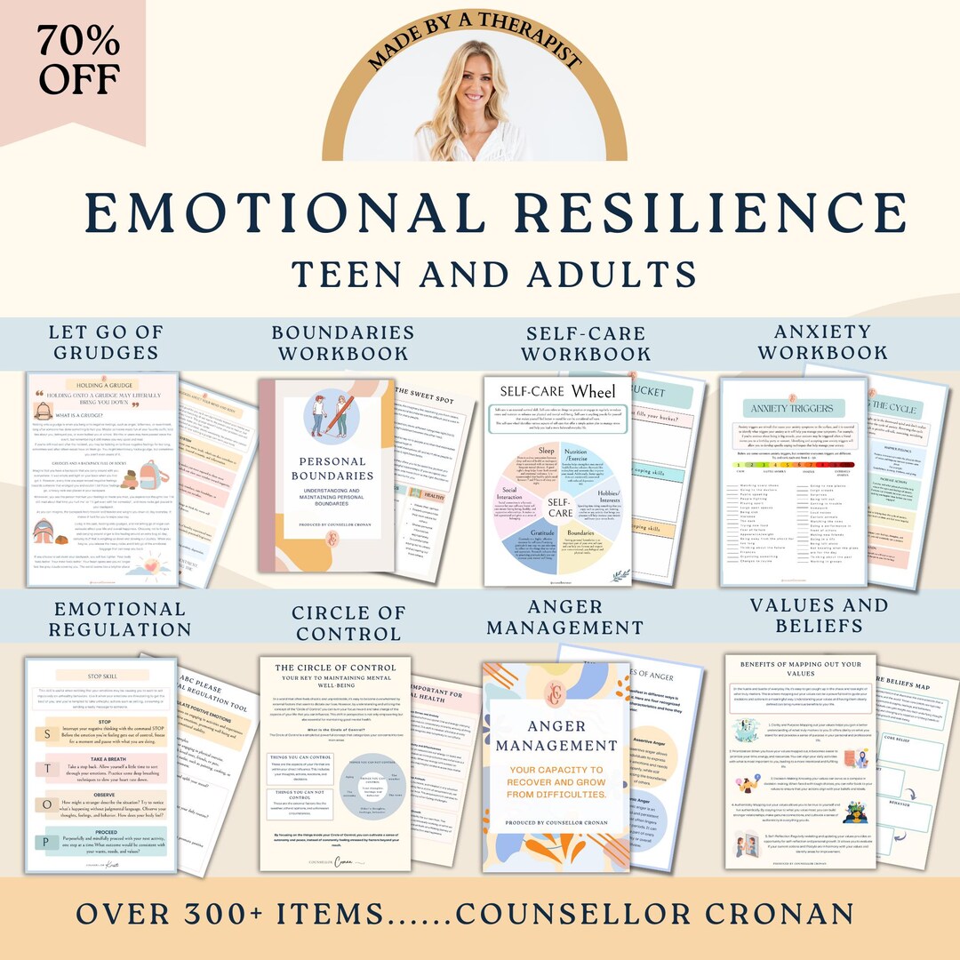 Emotional Resilience Therapeutic Bundle. Therapy Workbook. Life Skills ...