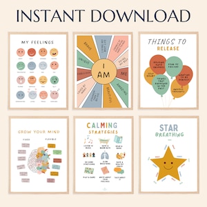 Set of 15 Social Emotional Learning Poster Bundle, Therapy Office ...