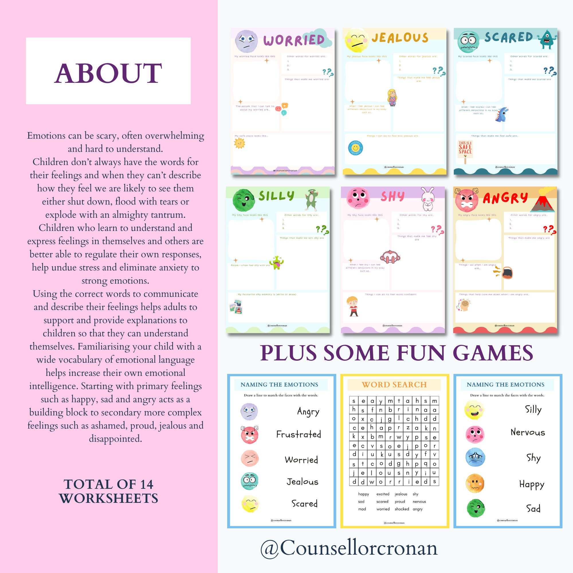 Kids Feelings Exploration Worksheets Emotions Vocabulary - Etsy