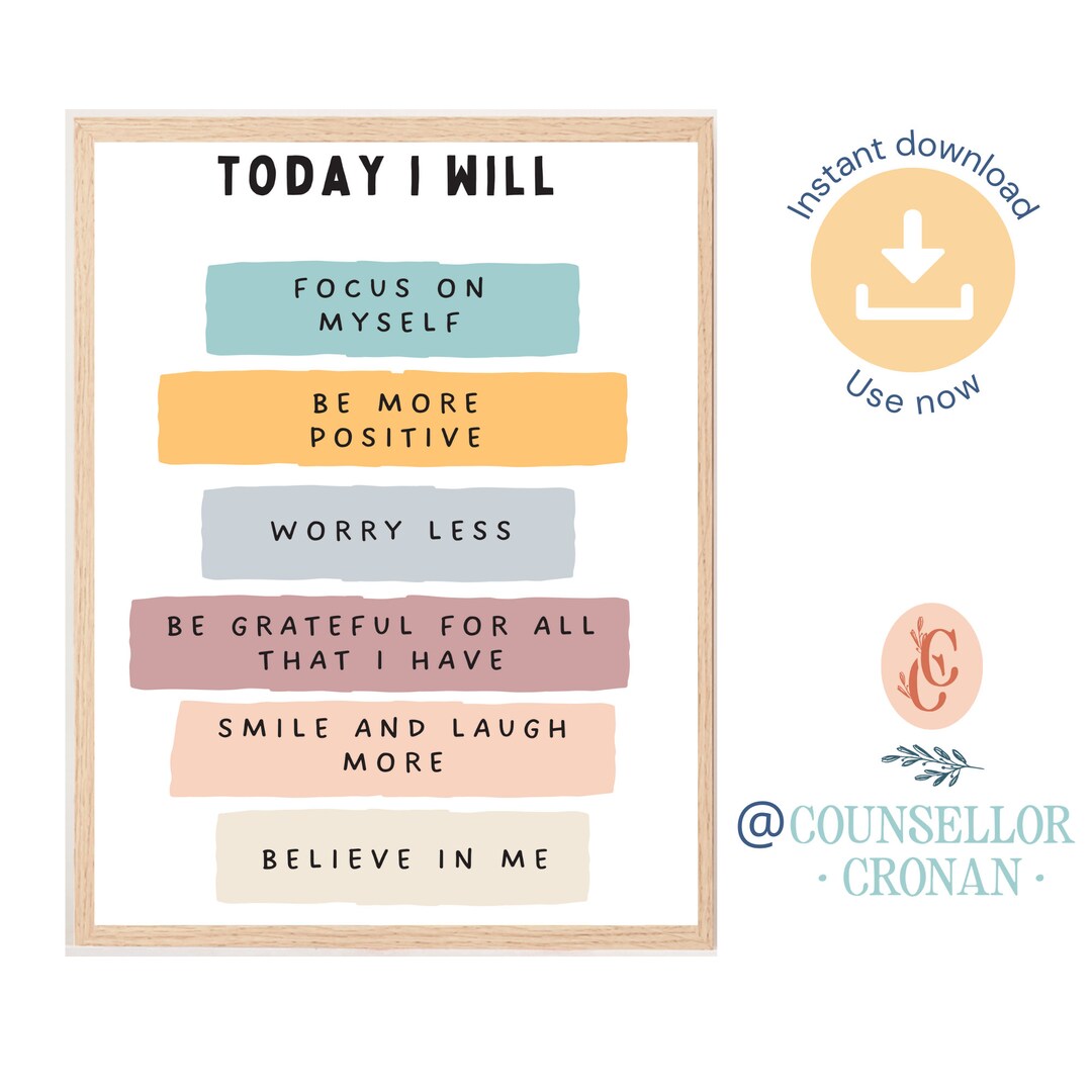 Today I Will Poster, Daily Mantras, Self Love Poster, Feelings Poster ...