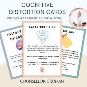 Cognitive Distortion Cards, Coping Skills, Social Psychology, Therapy ...
