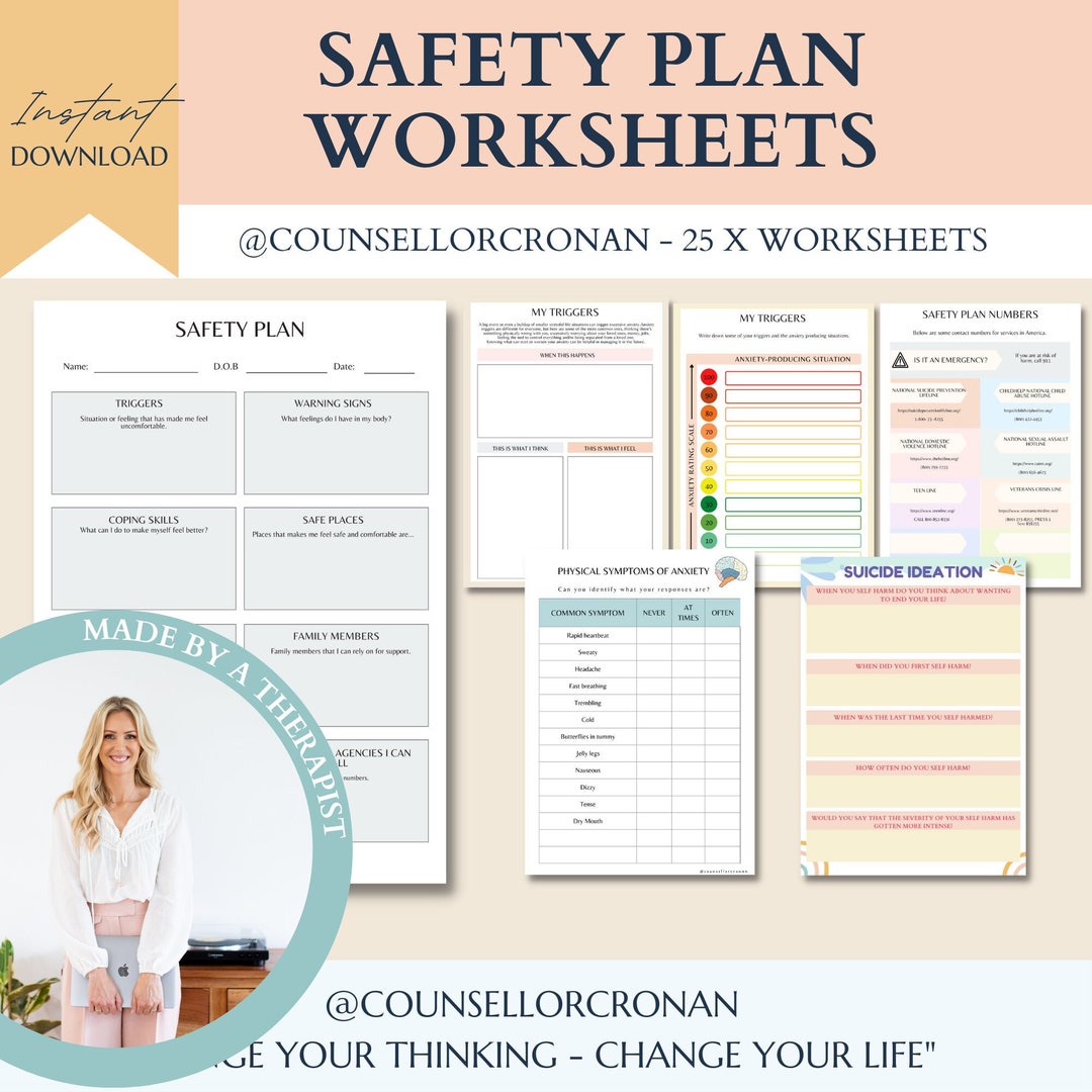 Safety Plan Worksheets Crisis Plan Workbook Suicide - Etsy