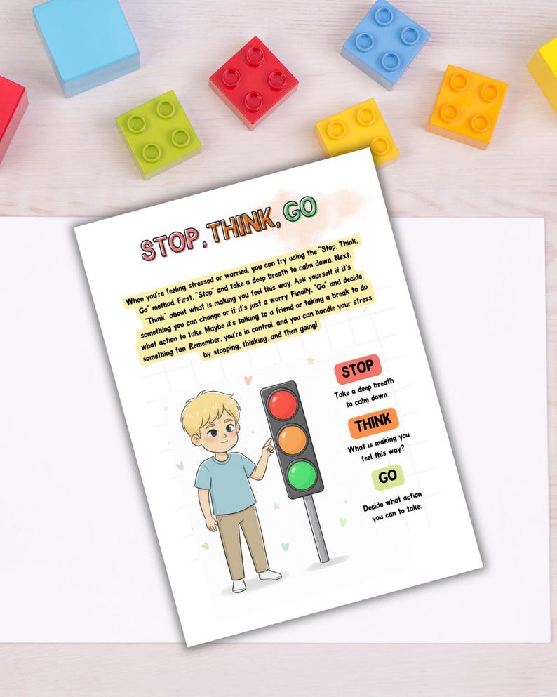 Stop, Think, Go Impulse Control Worksheets. Kids Feelings. Emotional ...