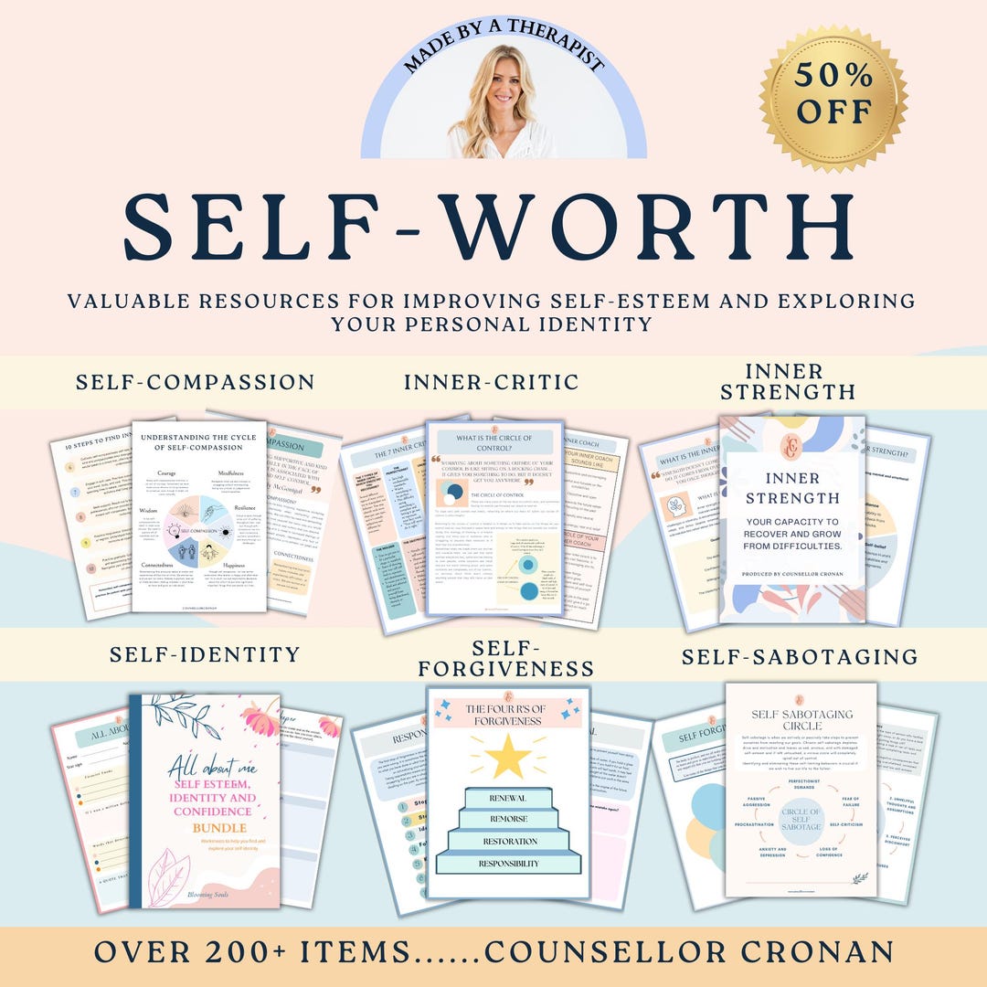 Self Worth Discovery Therapy Bundle, Self Love, Self Care, Positive ...
