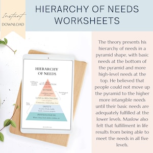 Hierarchy of Needs Worksheets, Therapy Journal, Therapy Worksheets ...
