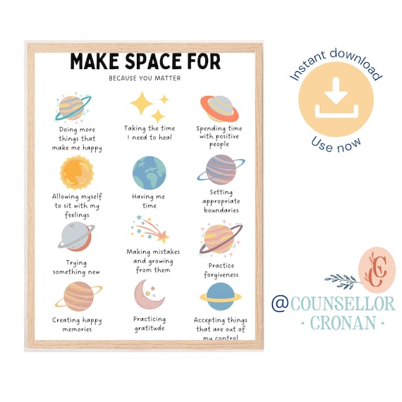 Make Space Poster Mental Health Art Social Emotional - Etsy