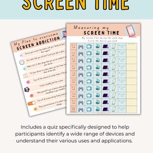 Screen Time Addiction Worksheets, Kids Therapy, Child Therapist ...