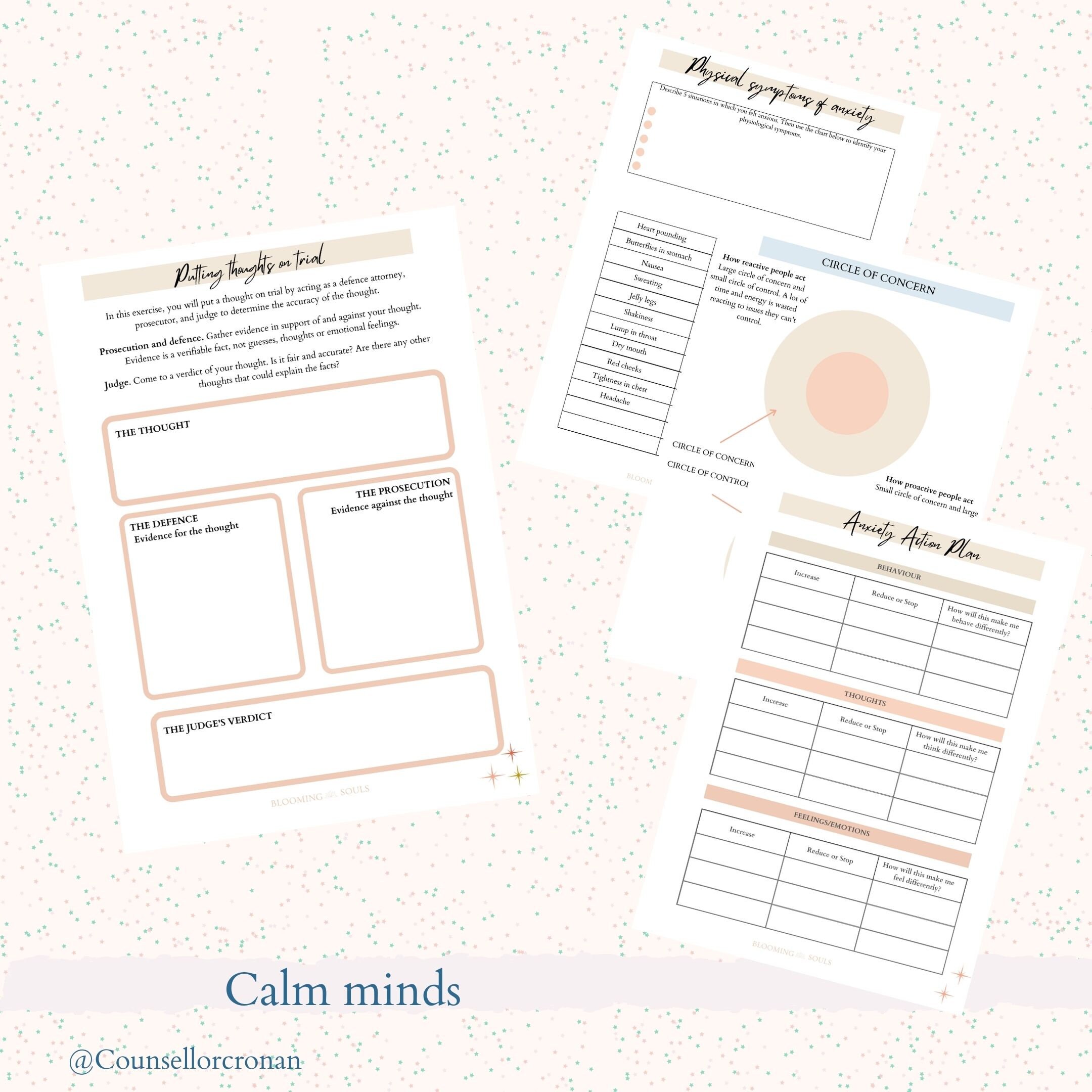 Anxiety Journal Mental Health Planner Self Care Planner | Etsy