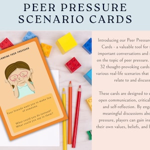Kids Set of 32 Peer Pressure Discussion Cards. Therapy Resources ...
