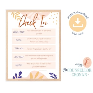 Self-care Check-in Poster Therapy Office Decor, Therapy Office Wall Art ...