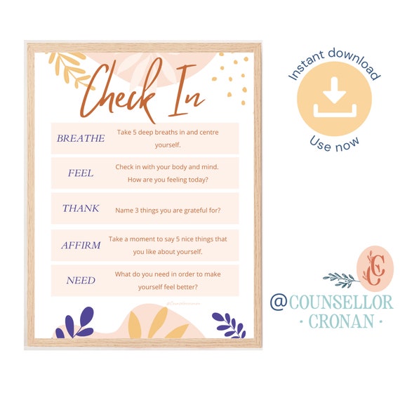 Self-care Check-in Poster Therapy Office Decor Therapy Office - Etsy