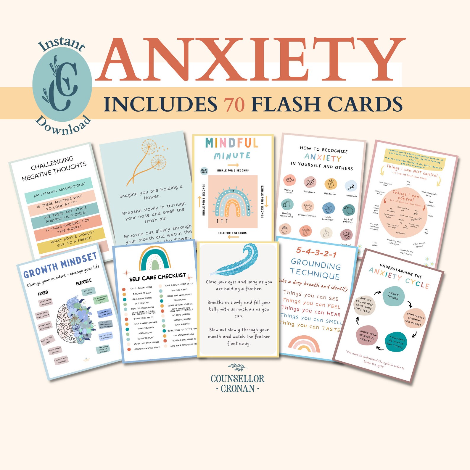 Anxiety Affirmation Cards Therapy Tools Calming Down Corner - Etsy