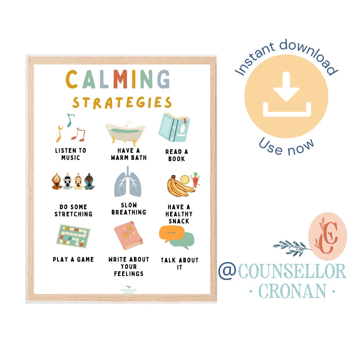 Calming Strategies Kids Poster Feelings Print Growth Mindset - Etsy