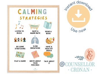 Calming Strategies Kids Poster Feelings Print Growth Mindset - Etsy