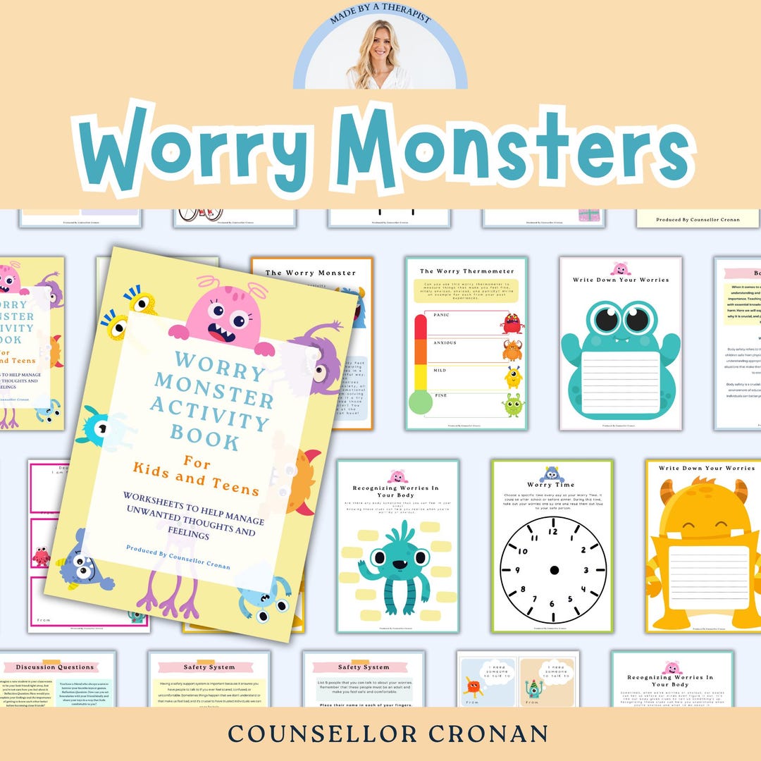 Worry Monster Activity Book, Manage Worries, Anxiety Relief, Zones Self ...