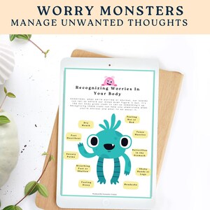 Worry Monster Anxiety Workbook for Kids, CBT Worksheets, Therapy Office ...