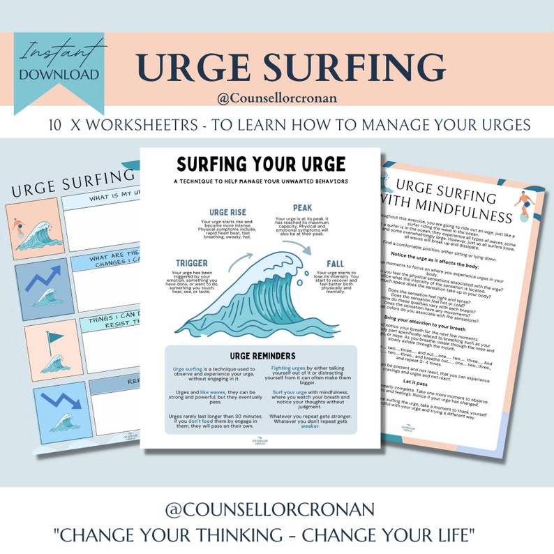 Urge Surfing Mindfulness Technique Substance and Abuse Drugs - Etsy ...