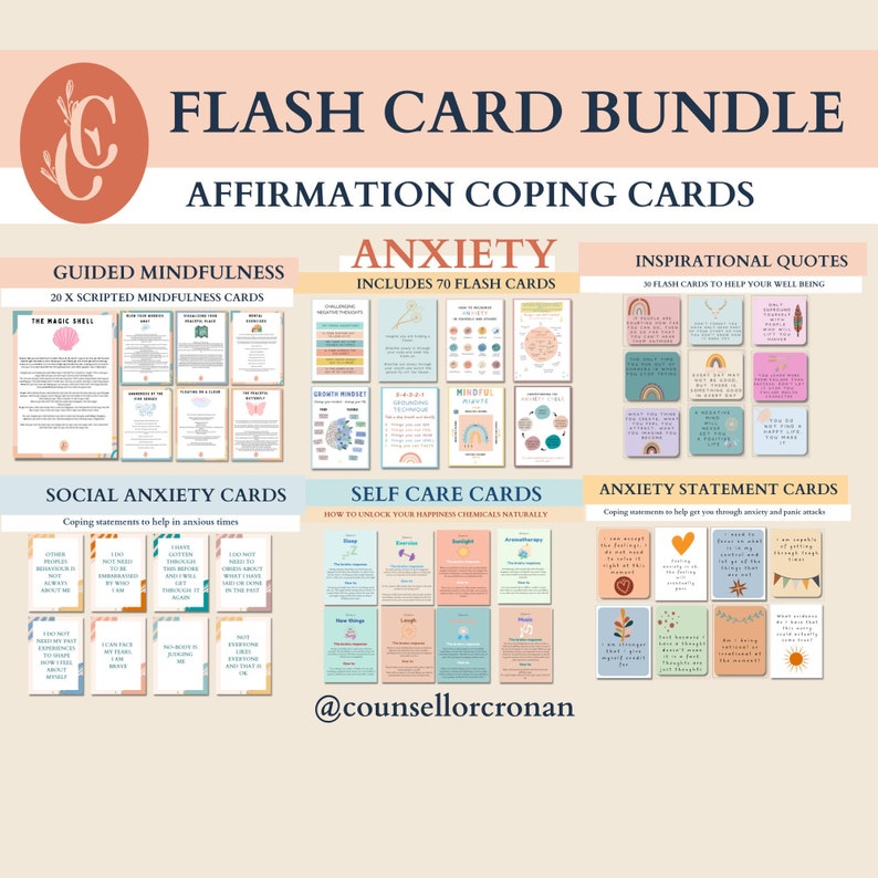 Flash Card Bundle 50% Off Anxiety Coping Skill Cards Guided - Etsy