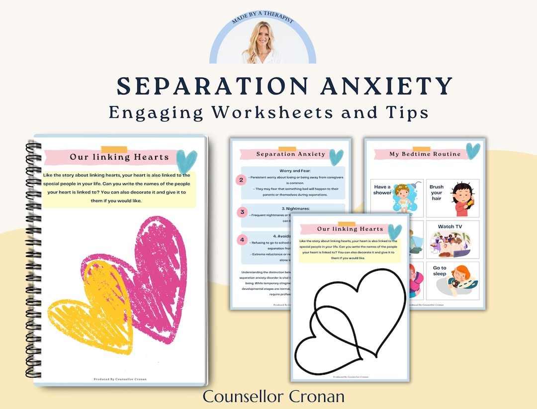 Kids Separation Anxiety Worksheets for Parents, Therapists, Counselors ...