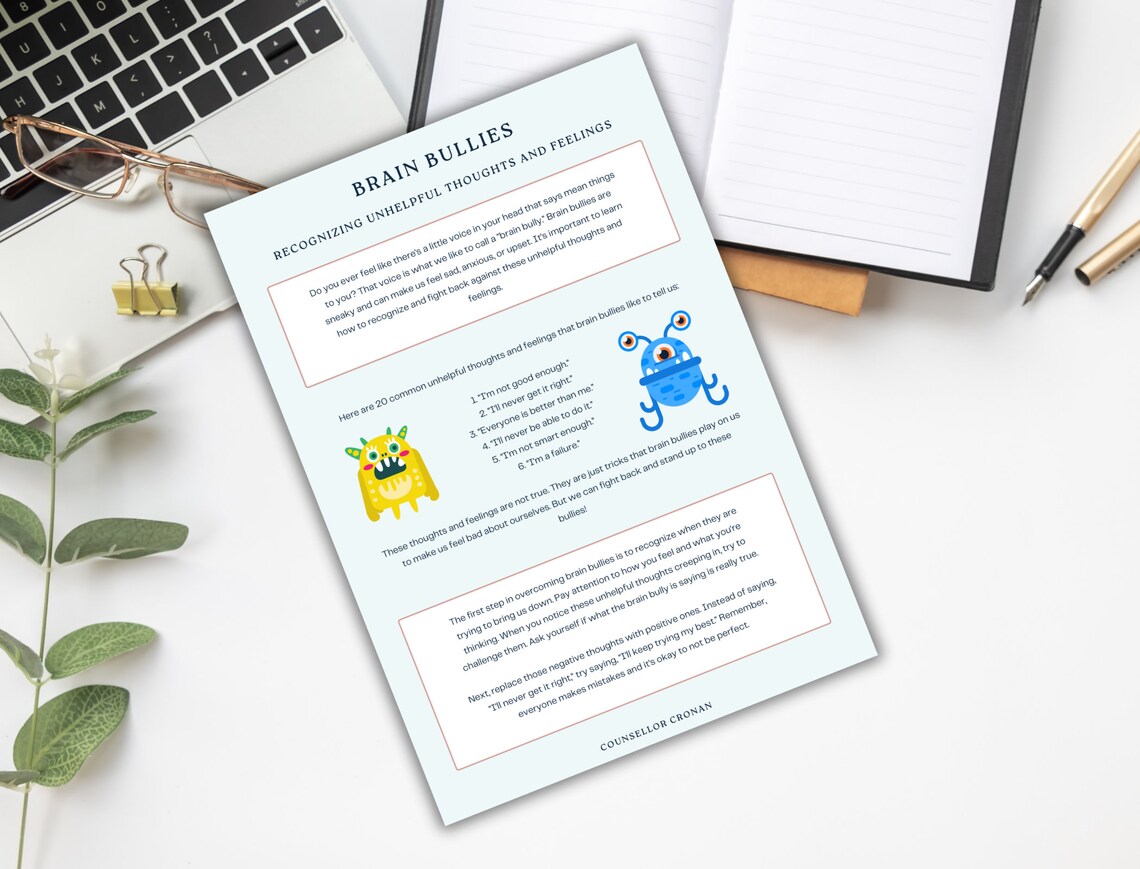 Brain Bullies, Unhelpful Thinking Styles With Reflective Questions to ...