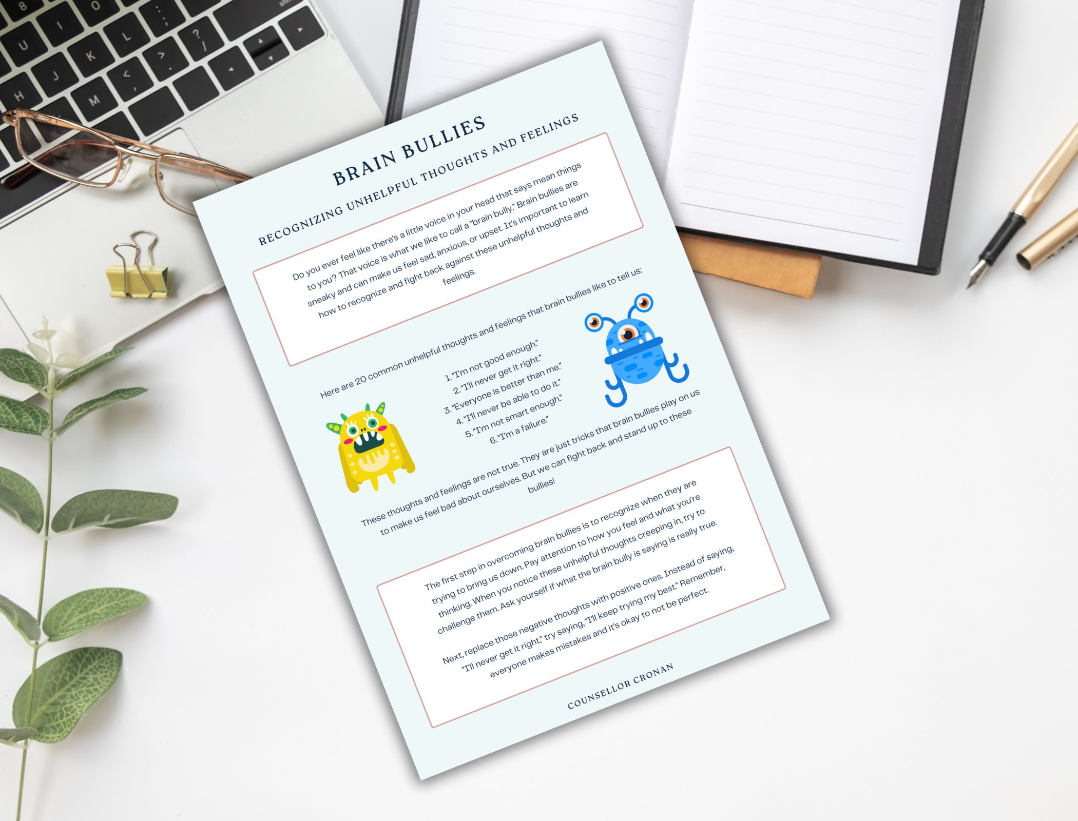 Brain Bullies, Unhelpful Thinking Styles With Reflective Questions to ...