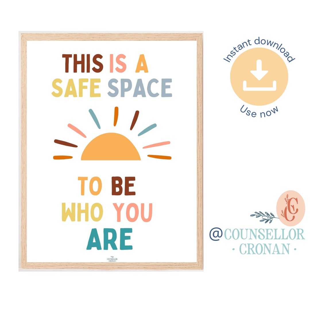 Safe Space to Be Who You Are Poster, Therapy Office Decor, Therapist ...