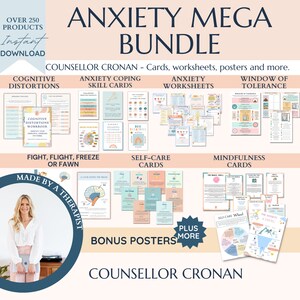 Anxiety Coping Skills Mega Bundle, Therapy Worksheets, Anxiety Cards ...