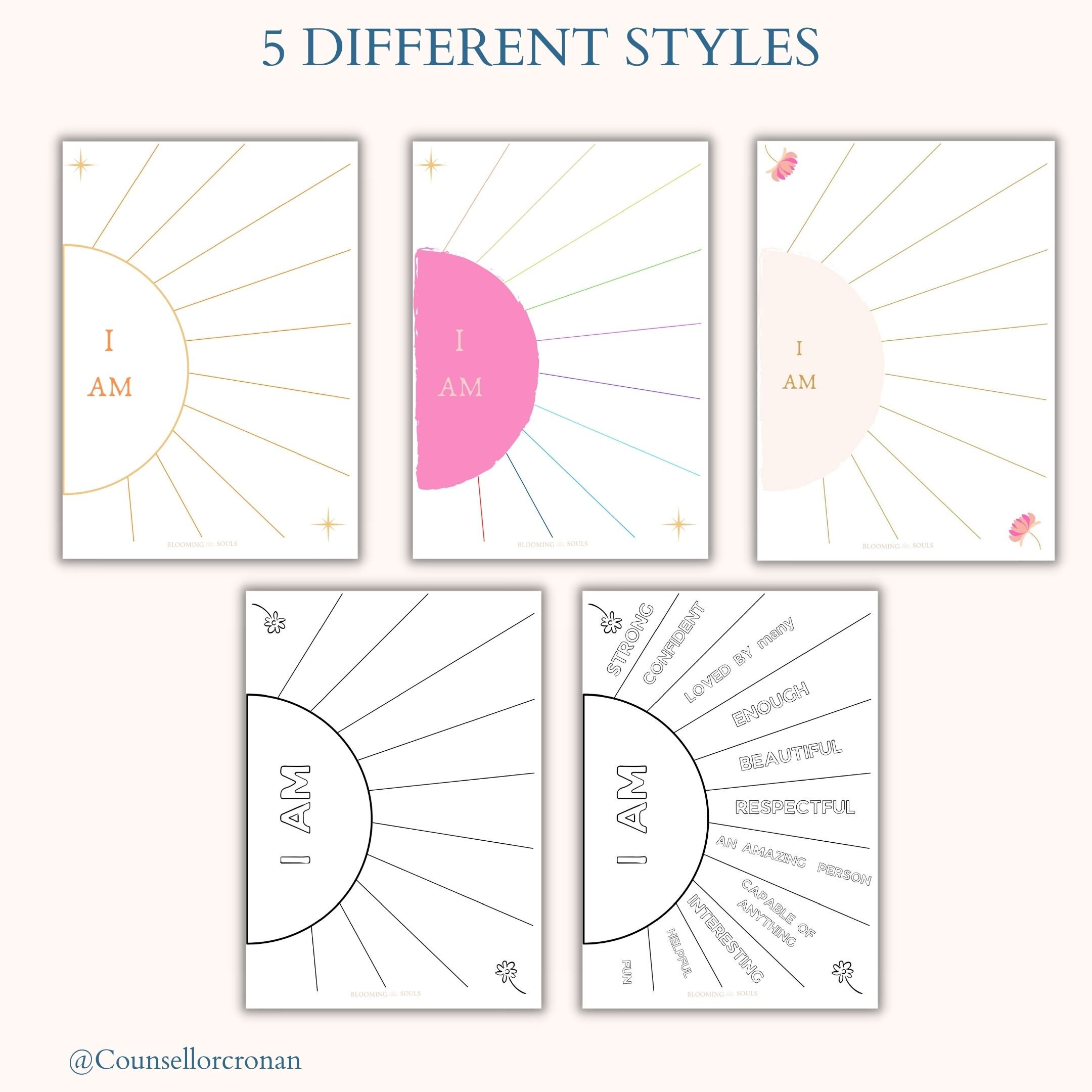 Therapy Affirmation Worksheets, Digital Mental Health Pages, Daily Self ...