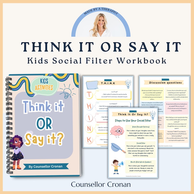 Think It or Say It Workbook for Kids. Social Filter, Social Skills ...