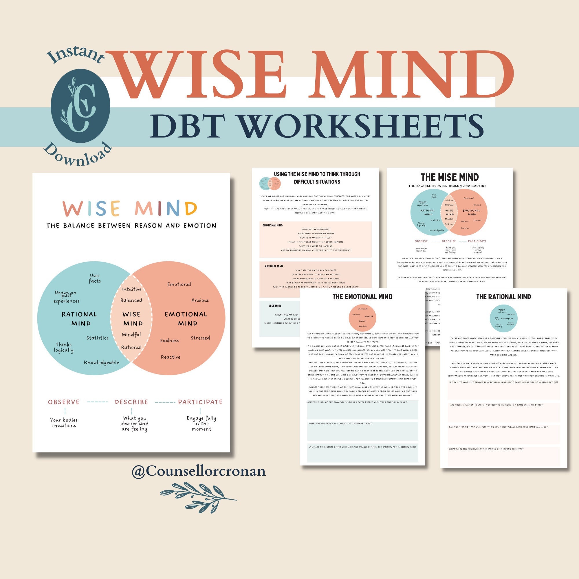 DBT Worksheets Wise Mind Poster DBT Skills DBT Therapy - Etsy Singapore
