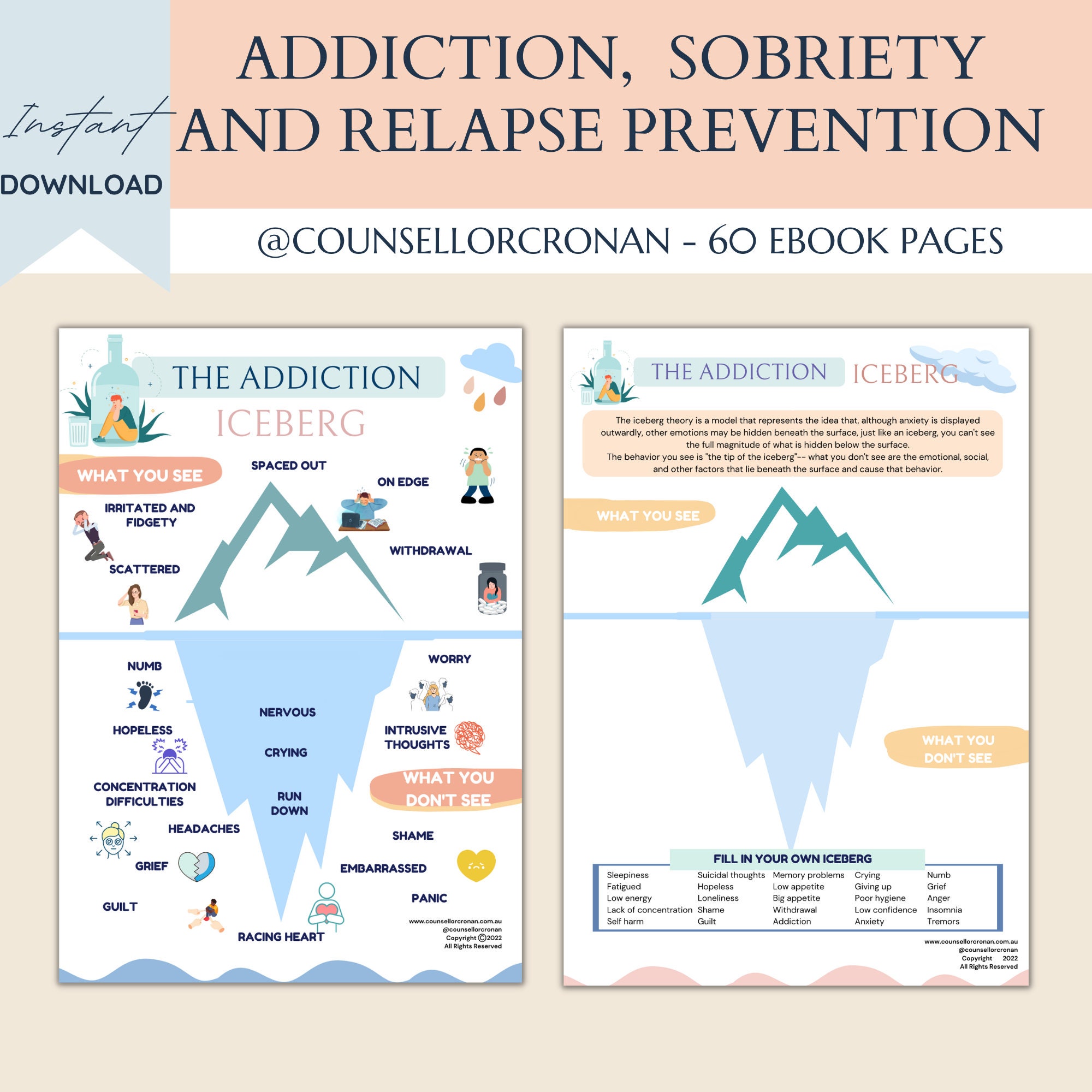 Sobriety Worksheets Therapy Workbook Recovery AA - Etsy Canada